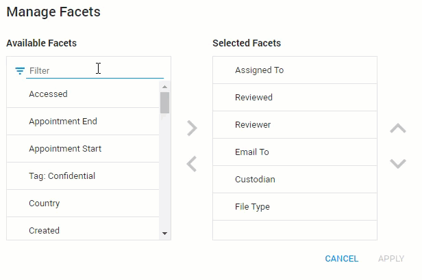 Manage Facets